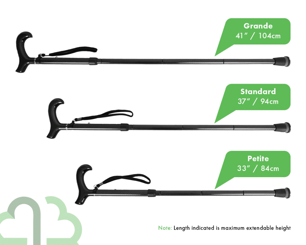 Alpha Carbon Fiber Clover Cane Petite (33″/84cm) - Clover Canes